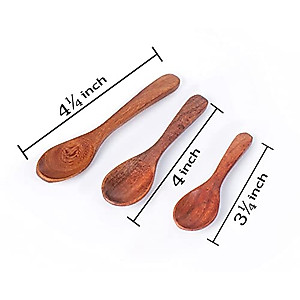 Tiny Acacia Wood Nesting Square Set 3 Serving Bowl 3¾”, 2¾”, 2⅛” Small 3 Wooden Spoon Mix size Stackable little Dish for Prep Salt Pepper Mustard Wasabi Dip sauce Salsa Nut Tableware Wooden Nest Bowl