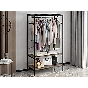 Gssimeal Closet Rack, 2 Tiers Heavy Duty Clothes Rack Garment Rack Freestanding Closet Large Wardrobe Bedroom Hanging Clothes Rack,Black