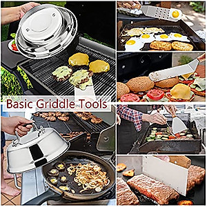 Griddle Accessories Set of 20, HaSteeL Complete Stainless Steel Griddle Spatula Tools with 9” Melting Dome, Heavy Duty Metal Spatulas Choppers Cast Iron Grill Press for Flat Top Teppanyaki BBQ Outdoor