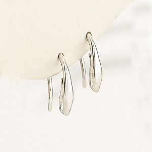 2 Pairs 925 Sterling Silver Earring Hooks Fish Ear Wires Hooks Smooth Dangle Earrings Component for DIY Jewelry Making Craft for Women(Platina Color)