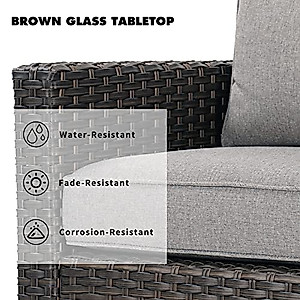 Grand patio Outdoor Furniture, Patio Wicker Sectional Sofa Modular Furniture Set Single Sofa with Thick Cushions and Steel Frame for Deck Porch Poolside Garden (Single Sofa)