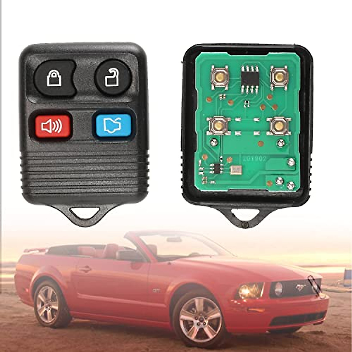 2X Replacement 4 Button Keyless Entry Remote Key Fob fits for Ford Explorer Mustang Focus Expedition Escape 1998-2013 FCC ID: P/N CWTWB1U345, CWTWB1U212, CWTWB1U331, GQ43VT11T