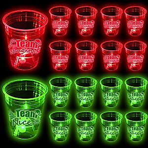mishunyus 24 Pcs Christmas Party Cups,Glowing Christmas Team Naughty or Nice Party Cups Decoration Cups for Christmas Party Cups Party Supplies(Red & Green)