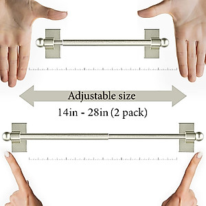 Skywin Magnetic Towel Holder for Refrigerator - 2 Pack Modern Edge Style Magnetic Curtain Rods for Metal Door with Adjustable Length - Fits Towels and Easily Attachable