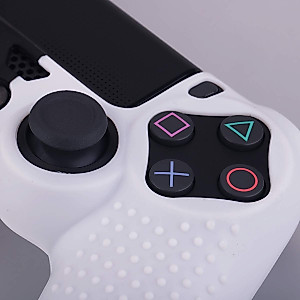 YoRHa Studded Dots Silicone Rubber Gel Customizing Cover for Sony PS4/slim/Pro Dualshock 4 Controller x 1(Black&White) with Pro Thumb Grips x 8