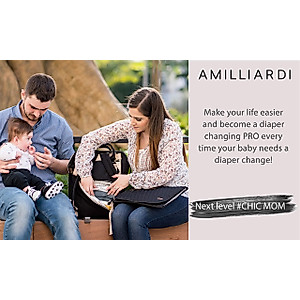 Portable Diaper Changing Pad Stylish & Chic by AMILLIARDI for Travel w/Baby, Infant & Newborn, Changing Mat Portable (Black)
