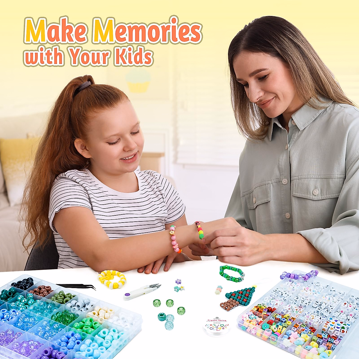 Dowsabel Bracelet Making Kit, Friendship Bracelet Kit 48 Colors Pony Beads Letter Beads for Jewelry Making, DIY Arts and Crafts Christmas Gifts for Girls Age 6-13