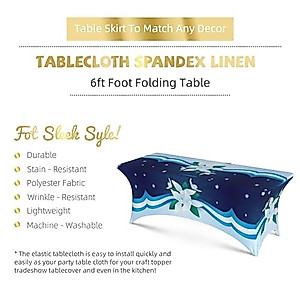 Custom Table Cloth Cover With Logo Personalized Stretch Tablecloth Add Your Customized Photo Picture Fashion Customize With Logo for Birthday Wedding Anniversary Tradeshow Events Decoratio (6FT)