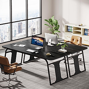 Tribesigns 63-Inch Home Office Desk, Modern Executive Desk with Sturdy Metal Legs, Large Computer Office Desk Workstation, Wooden Writing Table for Home Office, Black