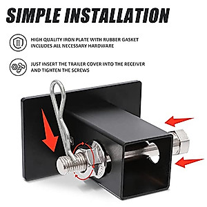 UOBMALL Heavy American Flag Metal Trailer Hitch Cover for 2 inch Receivers with Stainless Steel Pin Bolt