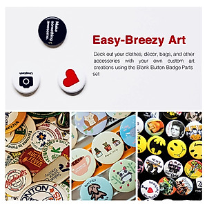 CREWORKS 100 Sets 2.25 inch/58mm Blank Button Badge for Button Making Machine, Button Maker Supplies Round Badge Button Press Refill, Includes Metal Shells & Clear Mylar & Plastic Base