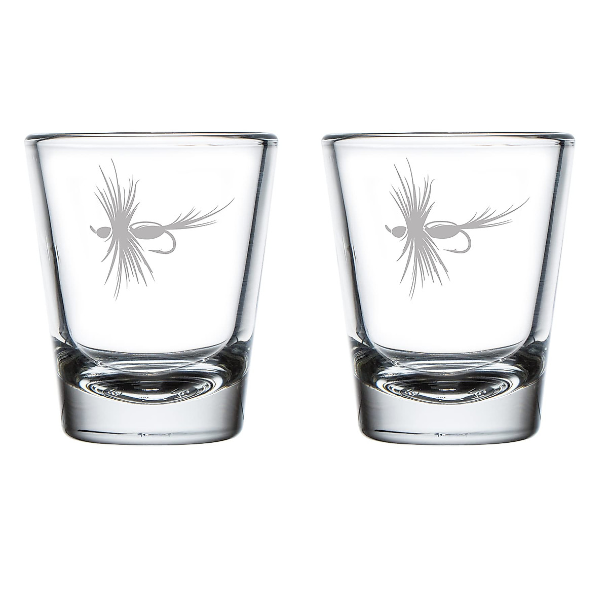 MIP Set of 2 Shot Glasses 1.75oz Shot Glass Fish Fishing Lure