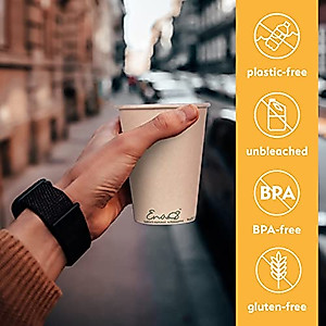 100% Compostable Disposable Coffee Cups [12oz 80 Pack] Paper Cups Made from Bamboo, Eco-Friendly, Biodegradable Premium Party Cups, Natural Unbleached by Earth's Natural Alternative