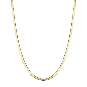 IcedTime Solid 14K Yellow Gold Herringbone Chain 3mm Wide Necklace 18 inches Long with Lobster Clasp