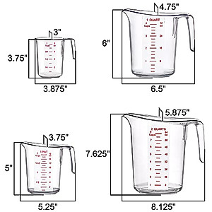 Amazing Abby - Melissa - Unbreakable Plastic Measuring Cups (4-Piece Set), Food-Grade Measuring Jugs, 1/2/4/8-Cup Capacity, Stackable and Dishwasher-Safe, Great for Oil, Vinegar, Flour, More