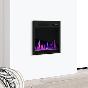 20" Electric Fireplace Wall Recessed Heater, 1500W/5100BTU (Black)