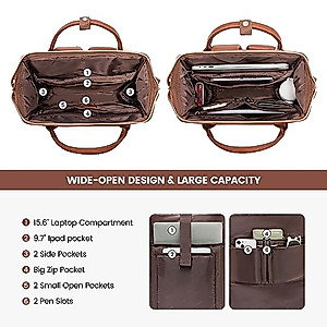 LOVEVOOK Laptop Backpack for Women Fashion Travel Backpack Purse PU Leather 15.6 Inch Computer Bag Large Teacher Nurse Bag for Work Business College