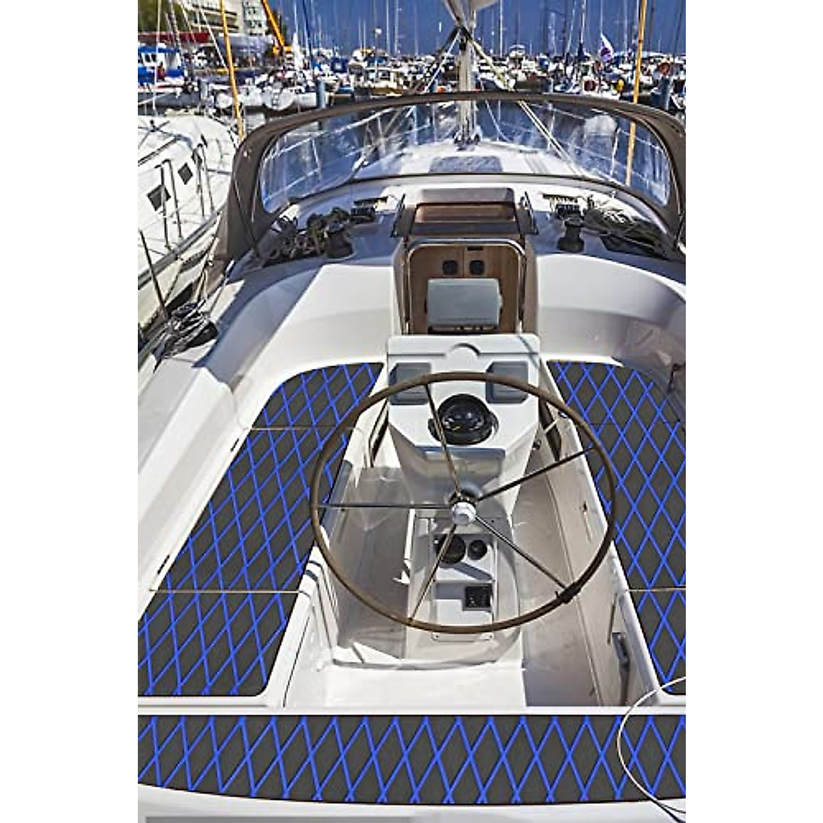 LSS laidi Boat Flooring Eva Foam Decking Marine Non-Slip Self-Adhesive Flooring for Motorboat Fishing Boat RV Yacht Kayak Swimming Pool 110.2''/102.3''/94.5''/86.6''/59''/X37.4''