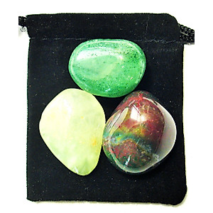 The Magic Is In You Libra Zodiac/Astrological Tumbled Crystal Healing Set with Pouch & Description Card - Aventurine, Bloodstone, & Prehnite