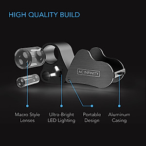 AC Infinity Jewelers Loupe, Pocket Magnifying Glass with LED Light & Dual Lenses, 30x 60x Zoom for Jewelry, Watches, Coins, Stamps, Plant Buds
