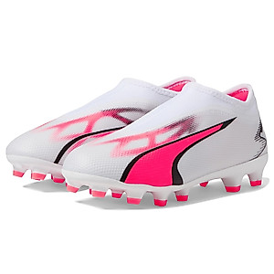 PUMA Ultra Match Laceless Firm Ground/Artificial Ground (Toddler/Little Kid/Big Kid) Puma White/Puma Black/Fire Orchid 5.5 Big Kid M