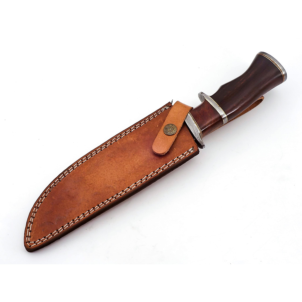 Nooraki 13" - Handmade Damascus Steel Fixed Blade Hunting Knife with Leather Sheath, Multipurpose Knife with Rosewood Handle for Everyday Carry, Outdoor Camping & Hunting Gift (RoseWood-2)