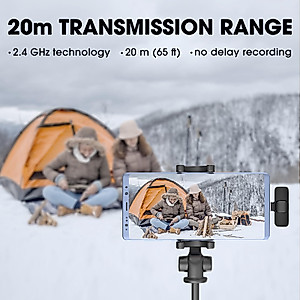 KMAG Mini Wireless Lavalier Microphones for iPhone 15 Android Phone Laptop Computer USB C Small Wireless Microphone for Video Recording Vlogging TikTok YouTube with an Extra USB Adapter