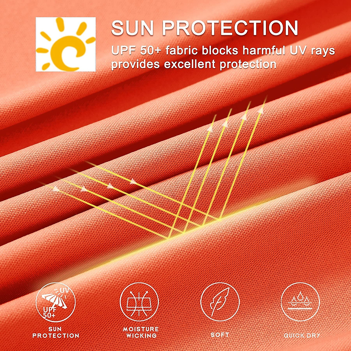 Willit Men's Sun Shirts UPF 50+ Protection Hoodie Rash Guard Shirt SPF UV Shirt Long Sleeve Fishing Outdoor Lightweight Tangerine XL