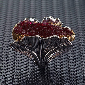 HSQYJ Retro Cocktail Statement Ring Antique Gold and Silver Tone Resin Stone Crystal Stacking Rings Cluster Statement Ring for Women