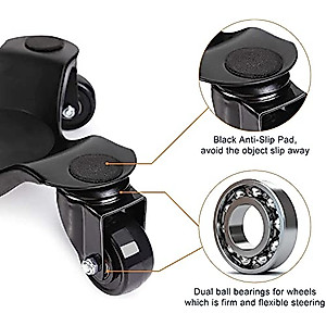 4-Pack Steel Tri-Dolly Set with Lifter, 3 Wheel Mover Dollys for Heavy Furniture, Pool Table, Grand Piano Table (Ten inch)