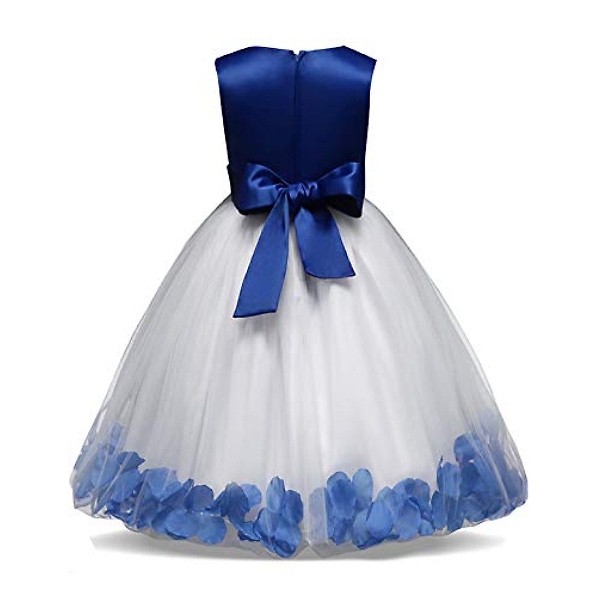 NNJXD Girl Tutu Flower Petals Bow Bridal Dress for Toddler Girl Size 9-12 Months Blue 1