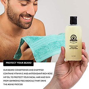 Mr Rugged Beard Wash and Conditioner for Men – (Peppermint 2-in-1, 4oz Bottle) Natural Beard Shampoo for Soft Beard – Strengthen and Improve Facial Hair Growth