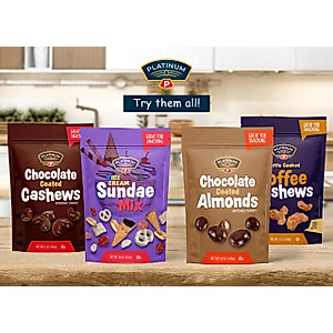 Platinum Ice Cream Sundae Trail Mix – A Decadent Blend of Nuts, Dried Fruits, Dark Chocolate Waffle Cones, Yogurt Pretzels & Corn Squares, Toasted Oats, and Dried Cranberries & Stawberries, Peanuts – 10 oz Resealable Pouch