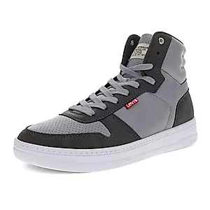 Levi's Mens Drive Hi Synthetic Leather Casual Hightop Sneaker Shoe, Grey/Charcoal, 12 M
