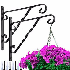 AMAGABELI GARDEN & HOME 2 Pack 12 Inch Hanging Brackets for Plants Iron Bracket for Hanging Plants Wind Chime Hooks Hangers Lanterns Plant Bracket Bird Feeder Plant Hanger Outdoor Heavy Duty BG1531