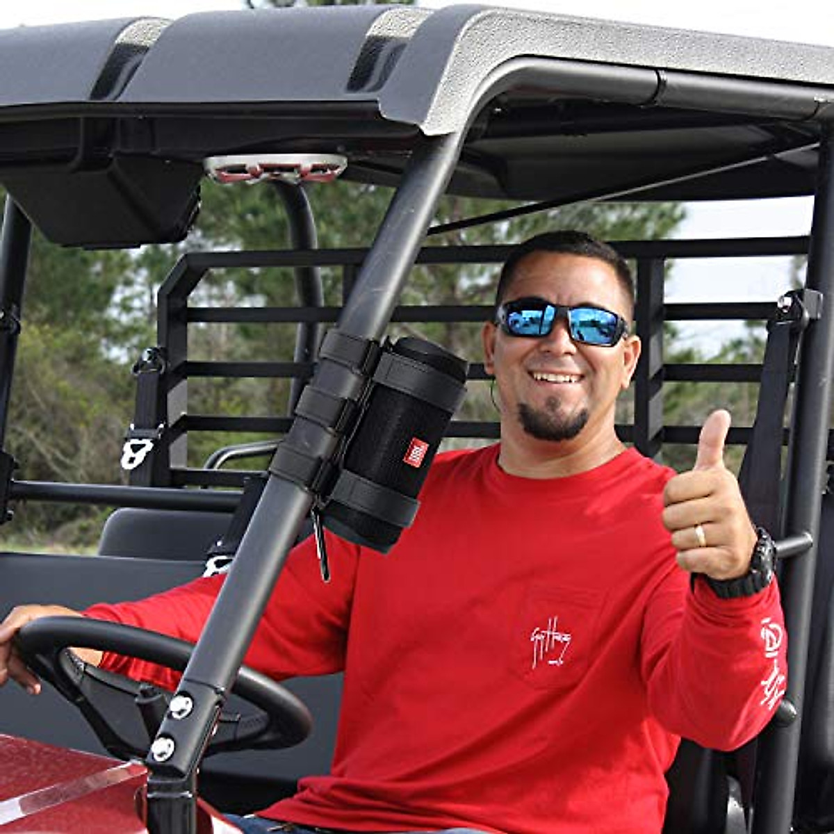 OAONY Portable Speaker Mount for Golf Cart Railing Bike or Boat -Waterproof Outdoor Adjustable Strap for Most Bluetooth Wireless Speakers Attachment Accessory Holder Bar Rail