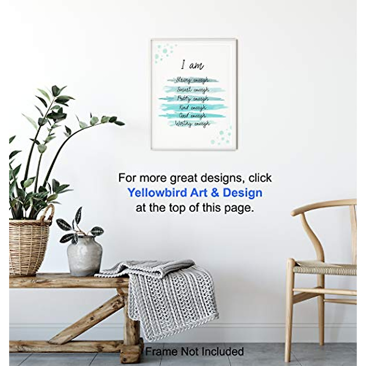 Positive Quotes Wall Decor - Positive Affirmations - Encouragement Gifts for Women, Teens, Girls - Inspirational Quotes - Motivational Wall Art - Inspiring Uplifting Sayings Wall Decor - Light Blue