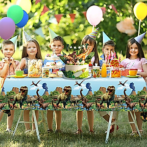 Tiamon Dinosaur Tablecloth Dinosaur Party Table Covers Dinosaur Plastic Tablecloth for Kids Adults Birthday Dinosaur Party Picnic Supplies 54 x 108 Inch (Blue, 3 Pcs)