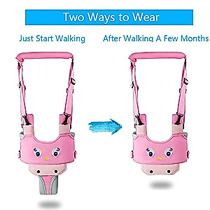 IULONEE Baby Walker, Handheld Kids Toddler Walking Harness Helper Assistant Protective Belt Child Activity Walker Adjustable Standing Up Walking Learning Helper for Toddler 7-24 Month (Pink)