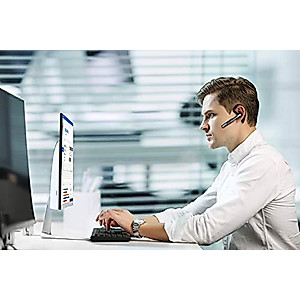 ICOMTOFIT Bluetooth Headset, Wireless Bluetooth Earpiece V5.0 Hands-Free Earphones with Built-in Mic for Driving/Business/Office, Compatible with iPhone and Android (Gray)