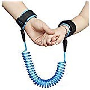 Anti Lost Child Safety and Security Harness Wrist Link Bracelet for Toddlers and Kids 1.5m (Blue)
