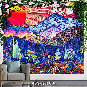 Urbanstrive Not Fade Machine Washable Mandala Tapestry Wall Hanging Trippy Hippie Bohemian Psychedelic Wall Tapestry for Bedroom Living Room, Blue White, Small (28.7x37.4 Inches)(73x95 cm)