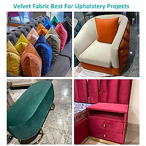 Velvet Fabric by The Yard for Upholstery Projects(Black,2 Yard)