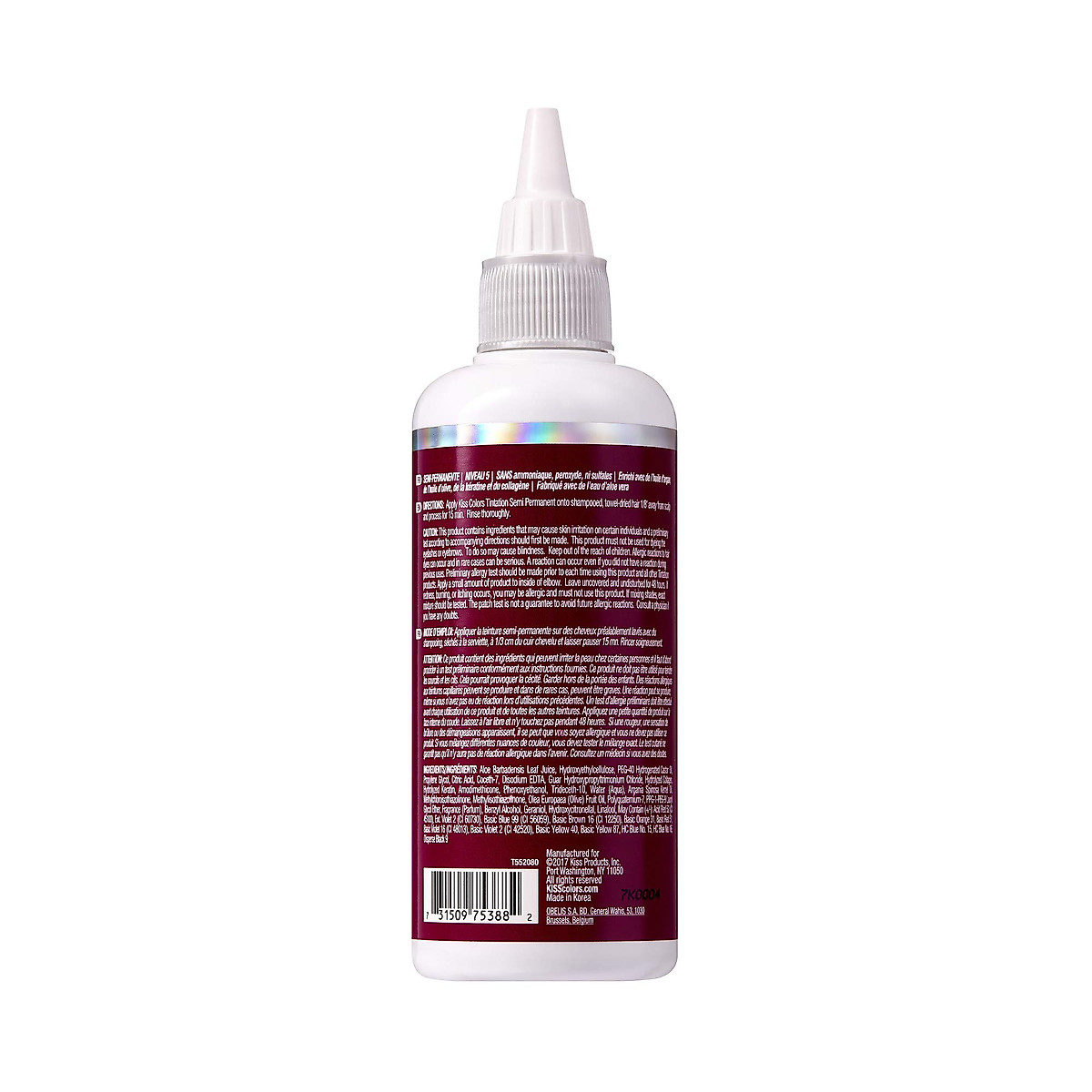 Kiss Tintation Semi-Permanent Hair Color Treatment 148 mL (5 US fl.oz) (Red Velvet)