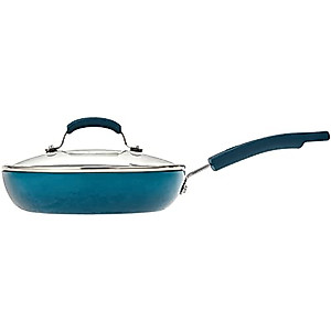 Rachael Ray Brights Deep Nonstick Frying Pan / Fry Pan / Skillet - 9.5 Inch, Marine Blue