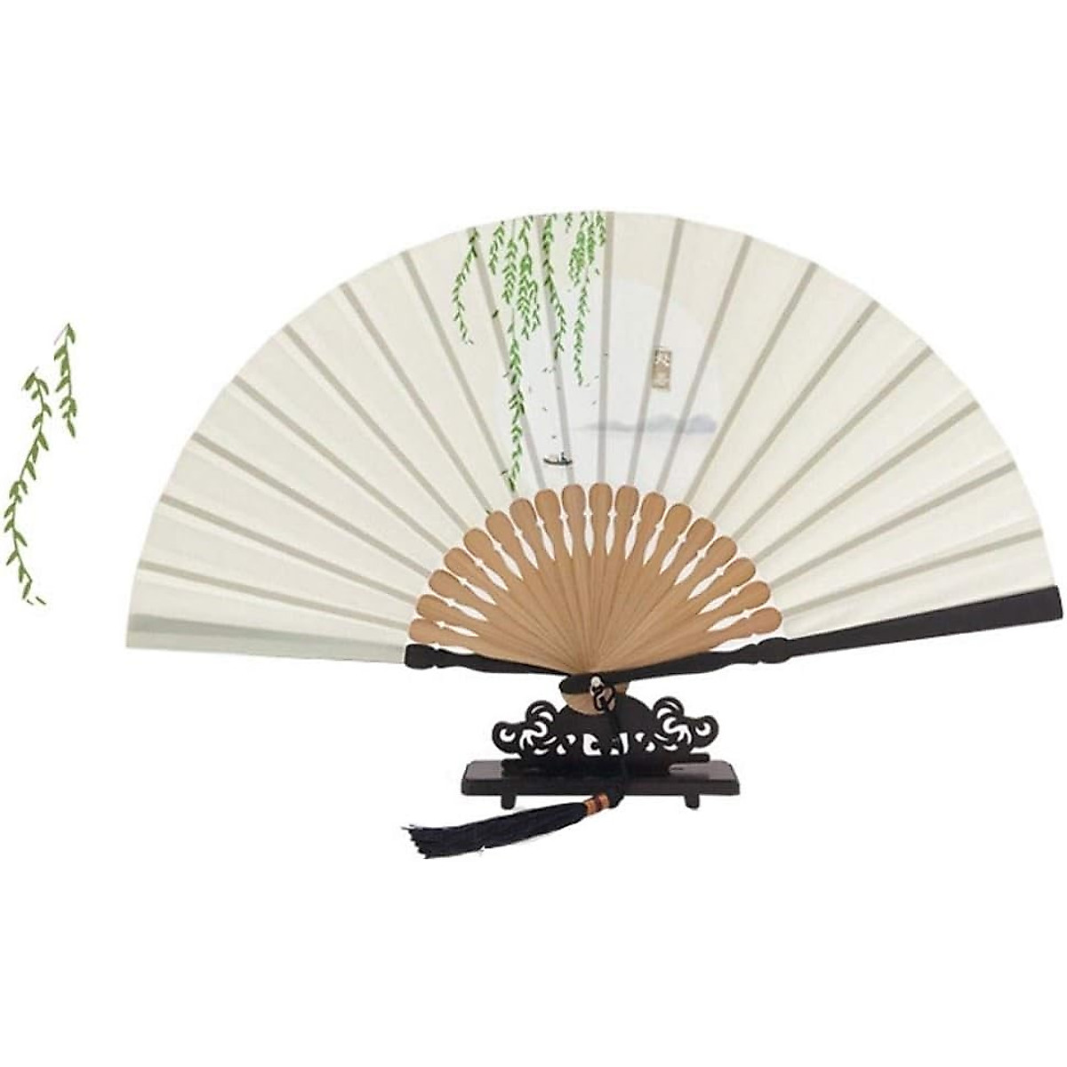 Hand Fan Folding Fan,Hand-held Fan,Folding Fan Female Classical Bamboo Bone Folding Fan Ancient Wind Tassel Small Fan Women Fans Hand Paper Folding Props Vintage style