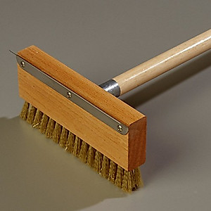 Carlisle FoodService Products 4152000 Oven Brush & Scraper With Handle, 8-1/2" Wide, 1-1/4" Brass Bristles, 42" Long Hardwood Handle
