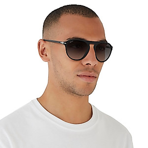 Persol Men's PO3302S Aviator Sunglasses, Black/Grey Gradient Polarized, 55 mm