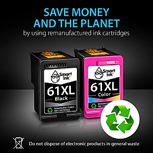 Smart Ink Remanufactured Ink Cartridge Replacement for HP 61 XL 61XL Combo Pack (Black & Tri-Color) to use with HP Envy 4500 4502 5530 OfficeJet 4630 DeskJet 3510 3050 2548 2540 1510 1010 1000