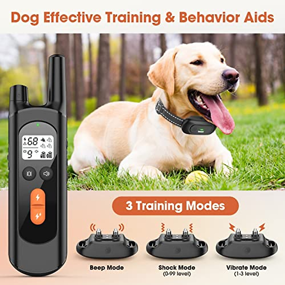 Yawpet Dog Shock Collar with Remote, Rechargeable Waterproof E Collar with 1600FT Range, 3 Training Modes & Security Lock for Large/Medium/Small Dogs
